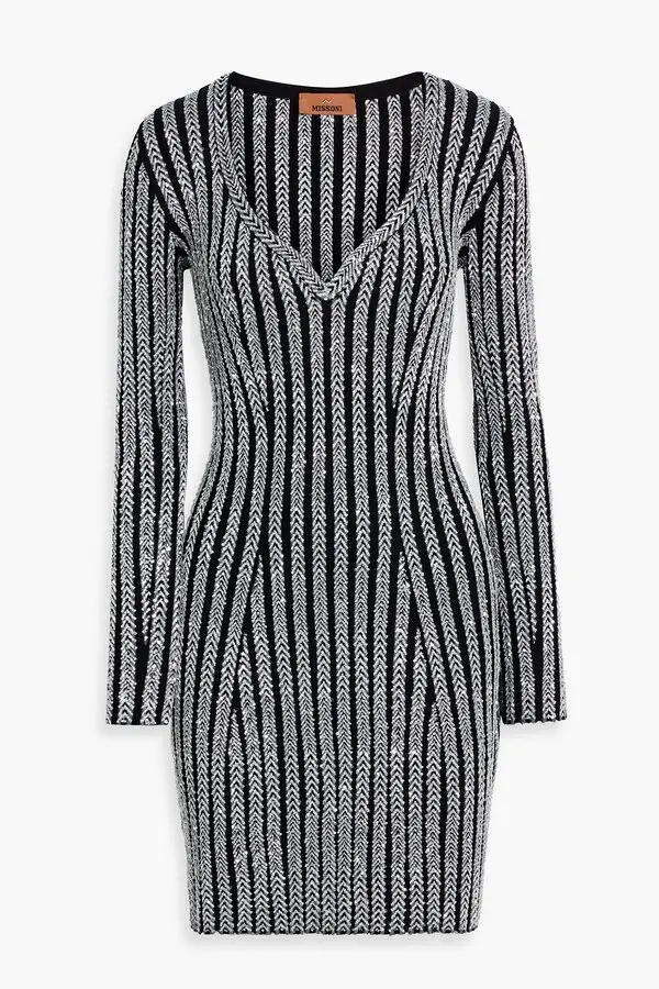 Missoni Sequin-embellished Ribbed-knit Mini Dress