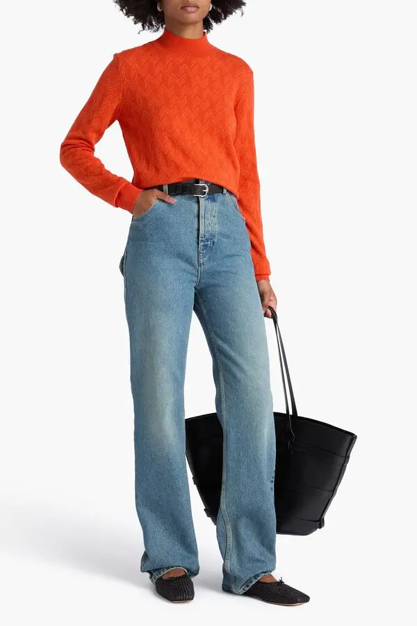 Missoni Wool And Cashmere-blend Turtleneck Sweater - Bright Orange
