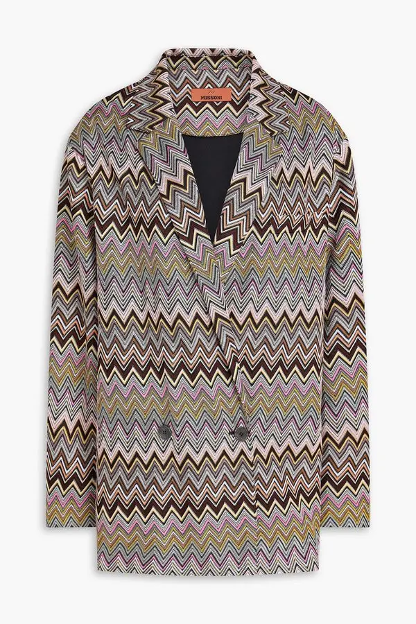 Missoni Double-breasted Crochet-knit Blazer - Pink