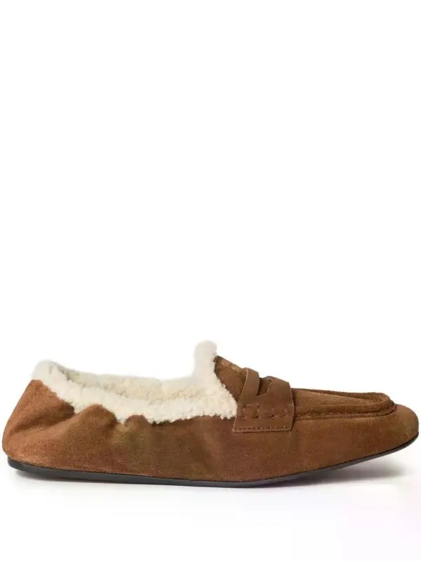 Miu Miu Suede Shearling Lined Loafers