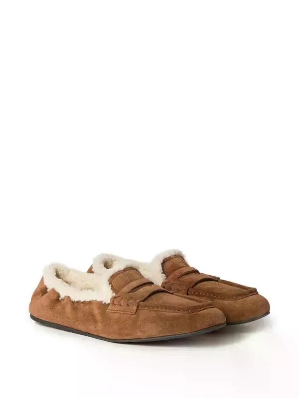 Miu Miu Suede Shearling Lined Loafers