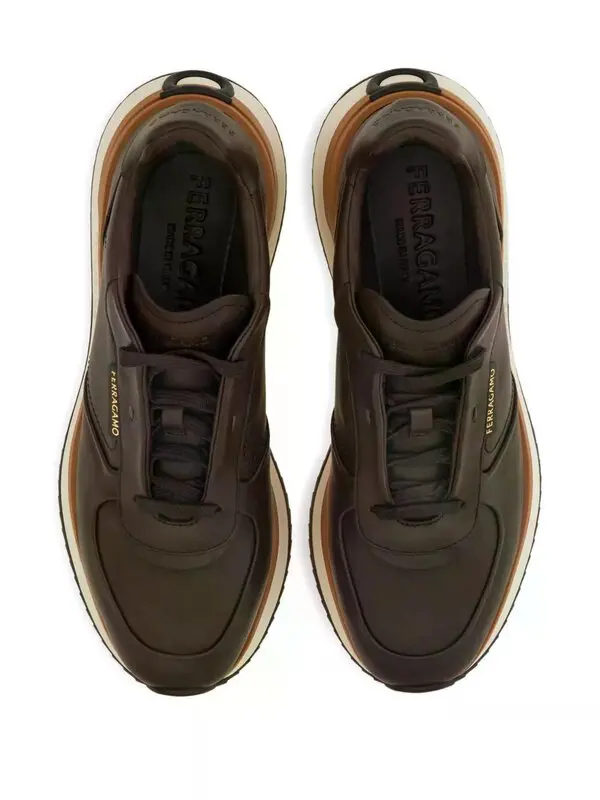 FERRAGAMO Calfskin Leather Sneakers - Brown