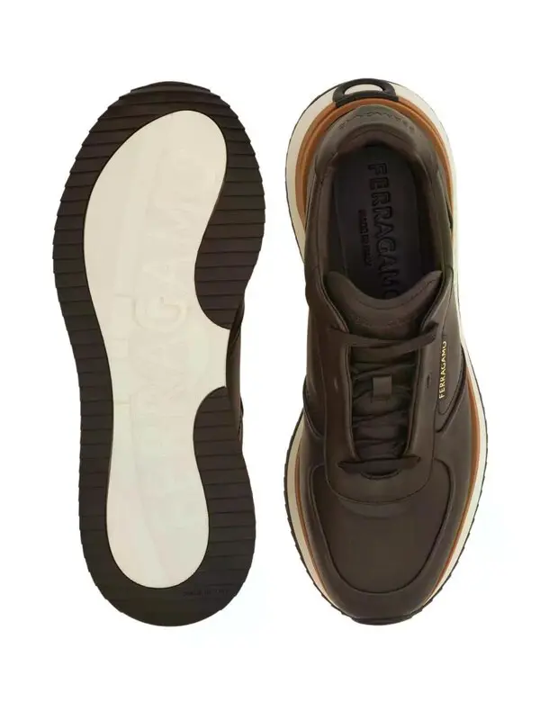 FERRAGAMO Calfskin Leather Sneakers - Brown