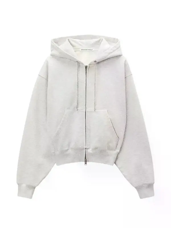 Alexander Wang Rhinestone-embellished Zip-up Hoodie - Grey
