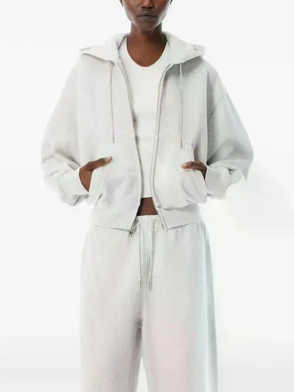 Alexander Wang Rhinestone-embellished Zip-up Hoodie - Grey