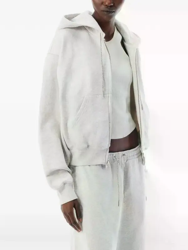 Alexander Wang Rhinestone-embellished Zip-up Hoodie - Grey