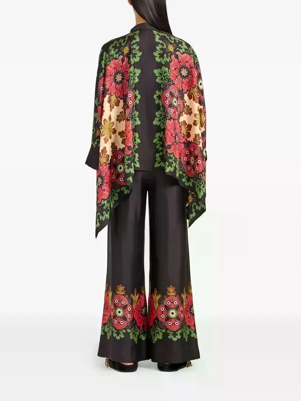 La DoubleJ Floral-print Palazzo Pants - Black