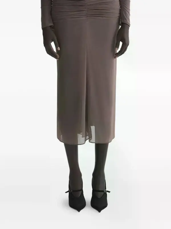 MUGLER Gathered Mesh Asymmetrical Skirt