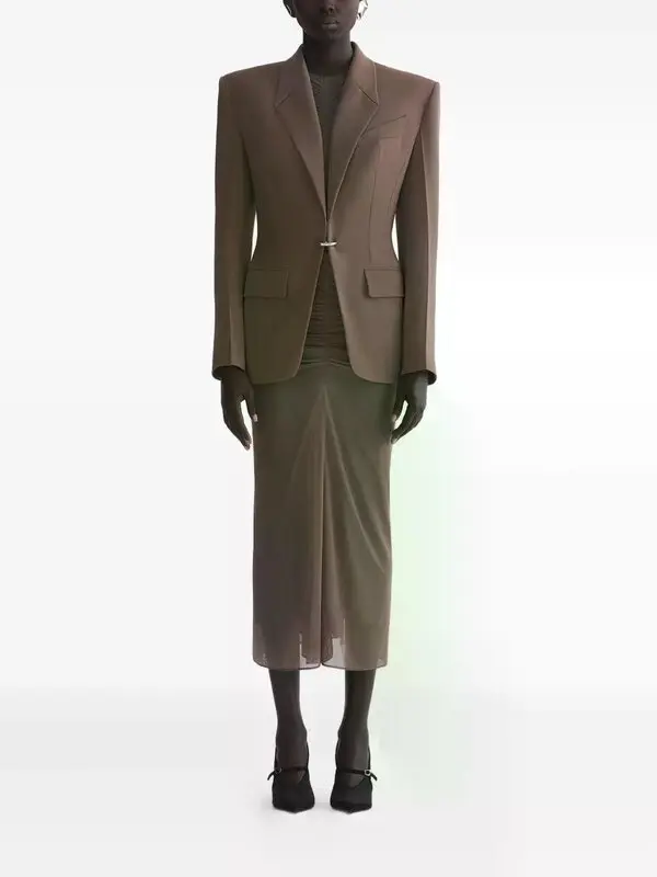 MUGLER Gathered Mesh Asymmetrical Skirt