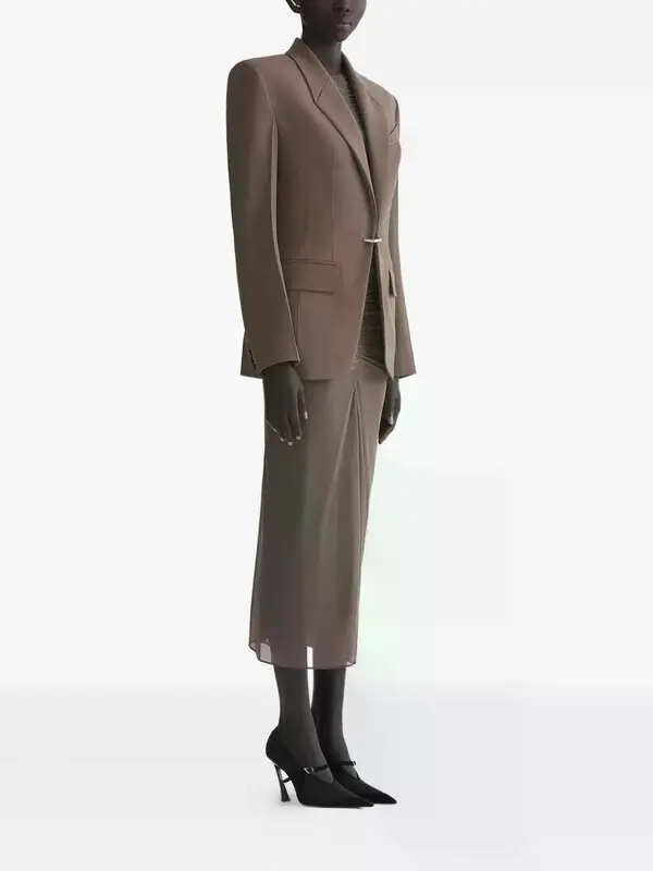 MUGLER Gathered Mesh Asymmetrical Skirt