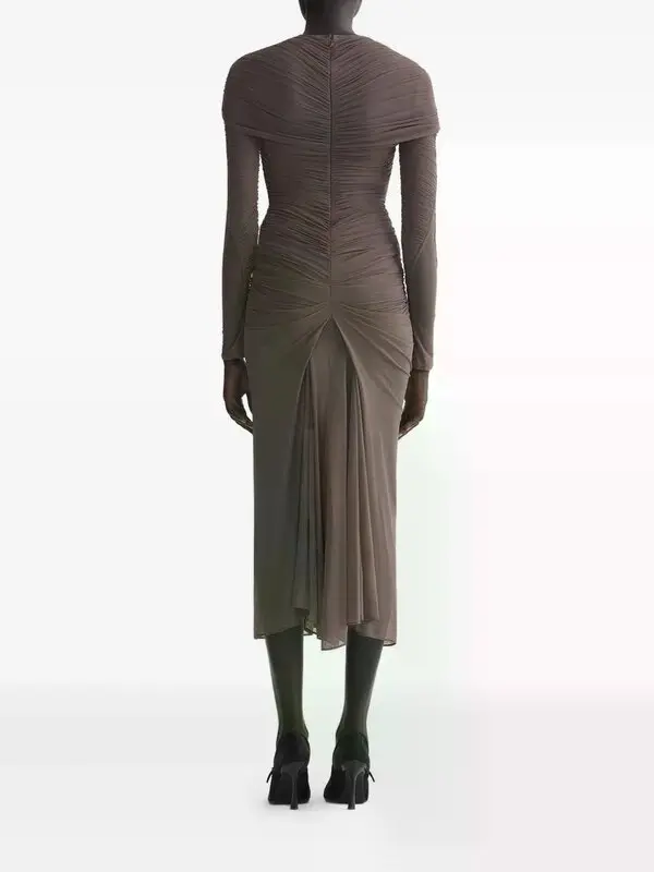 MUGLER Gathered Mesh Asymmetrical Skirt