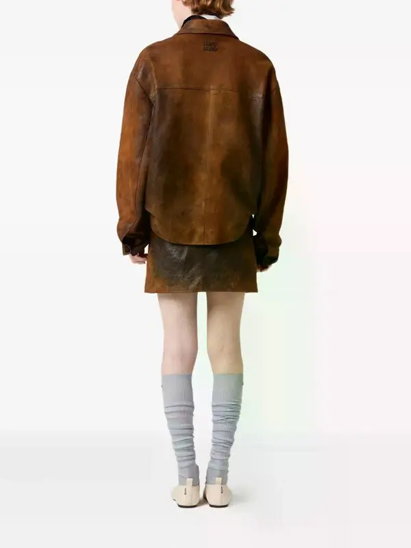 Miu Miu Waxed Suede Leather Mini Skirt
