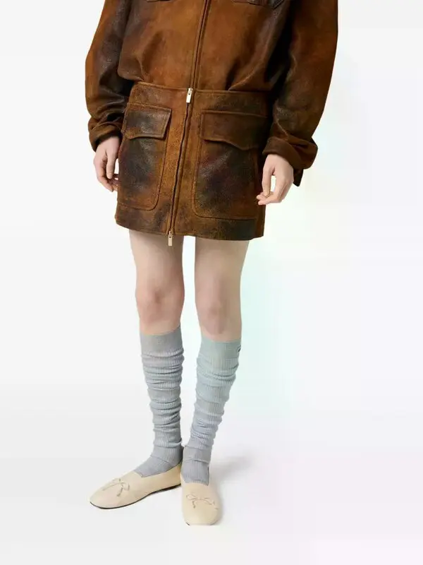 Miu Miu Waxed Suede Leather Mini Skirt
