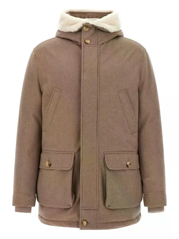 Brunello Cucinelli Quilted Coat With Shearling Detail