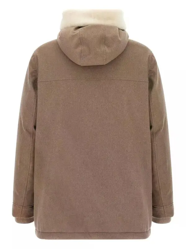 Brunello Cucinelli Quilted Coat With Shearling Detail