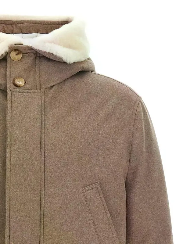 Brunello Cucinelli Quilted Coat With Shearling Detail
