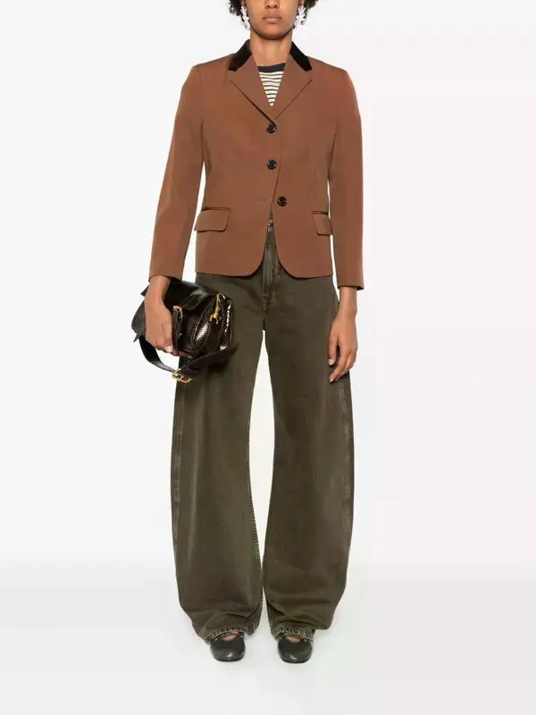 Marni Button Blazer With Velvet Collar