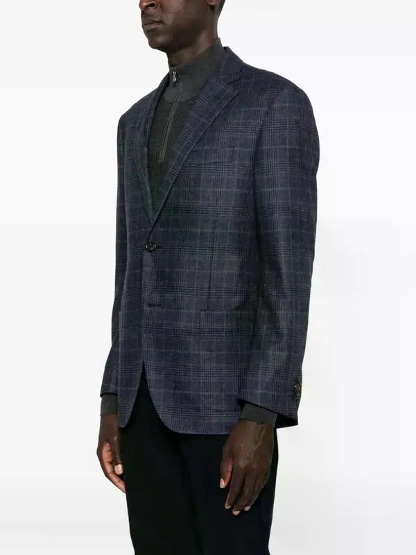 Corneliani Checked Two-button Blazer - Blue