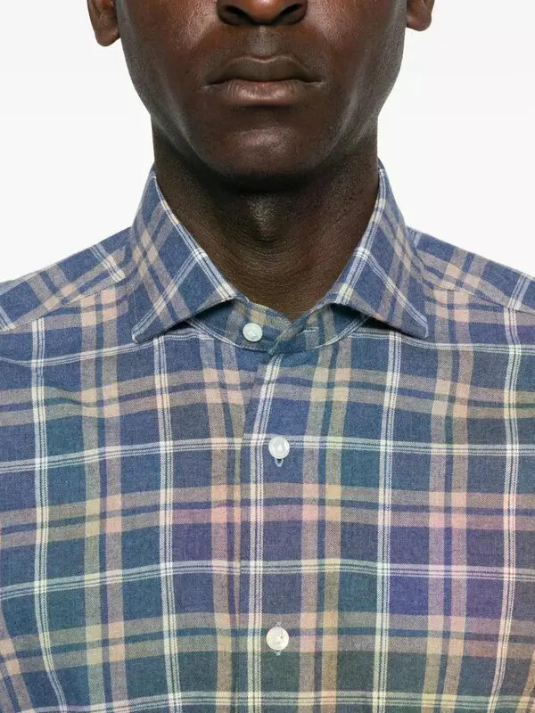 BARBA NAPOLI Checked Long-sleeved Shirt