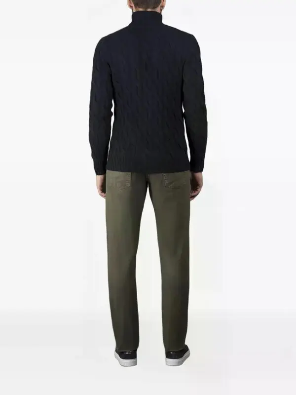 MOORER Cable-knit Turtleneck Sweater - Blue