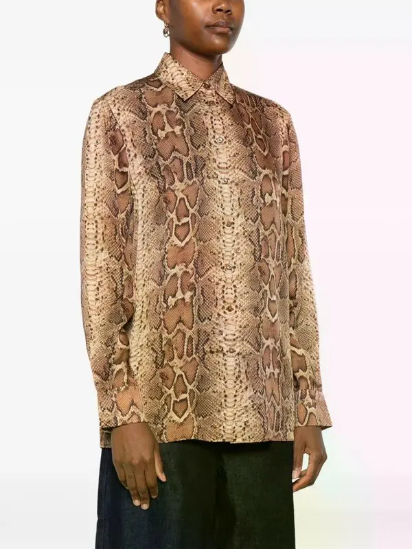 Zimmermann Snakeskin-print Long-sleeve Shirt