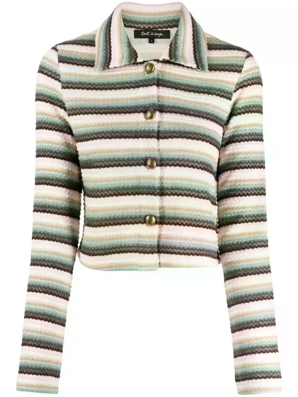 TOUT A COUP Bouclé Stripe-pattern Jacket - Multicolour