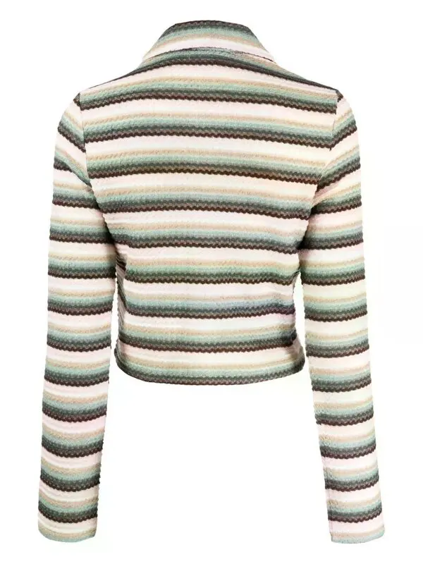 TOUT A COUP Bouclé Stripe-pattern Jacket