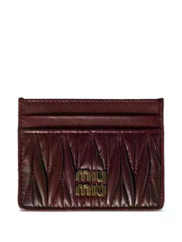 Miu Miu Matelassé Nappa Leather Card Holder - Red