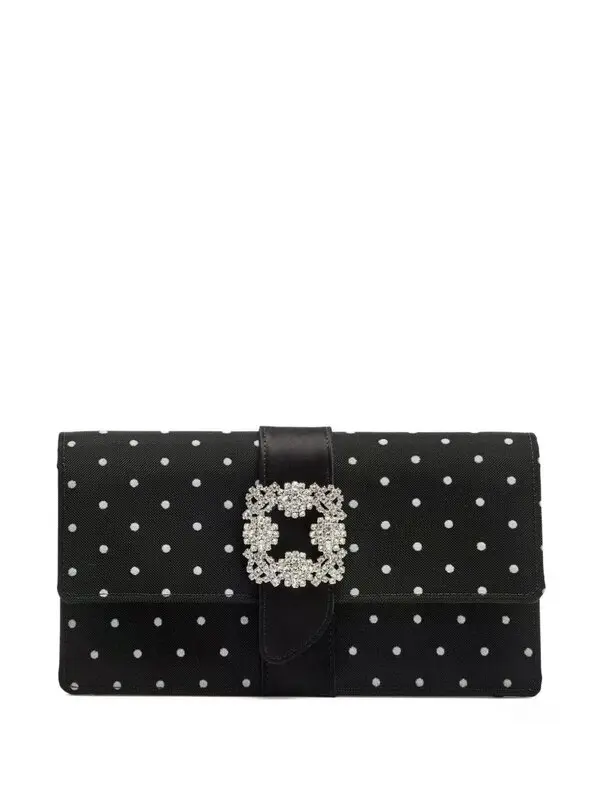 Manolo Blahnik Capri Polka-dot Clutch - Black