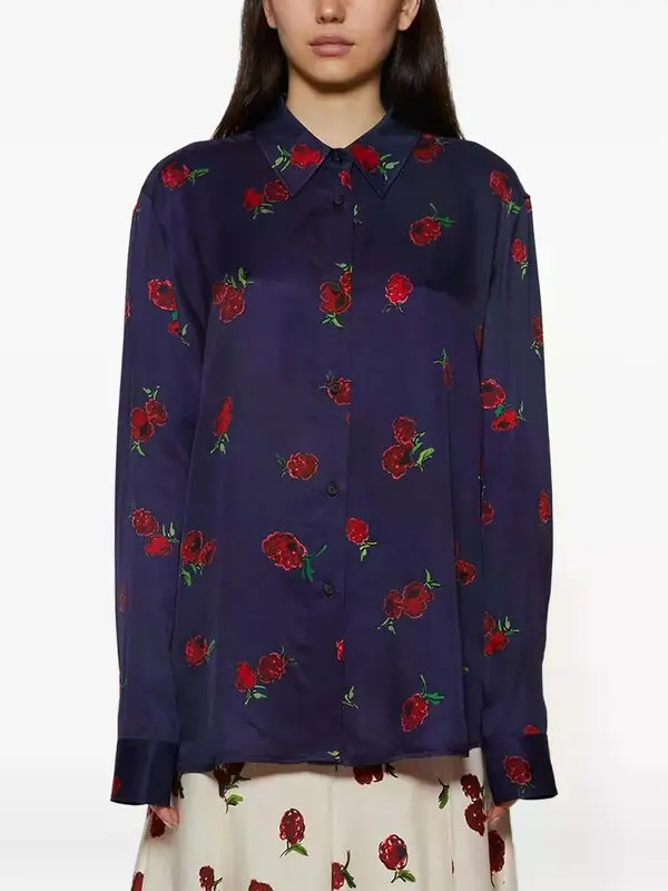 Khaite Rose-print Button-down Shirt