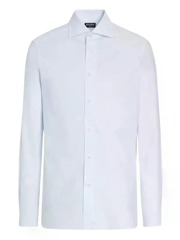 Zegna Micro-checked Cotton Shirt - Blue