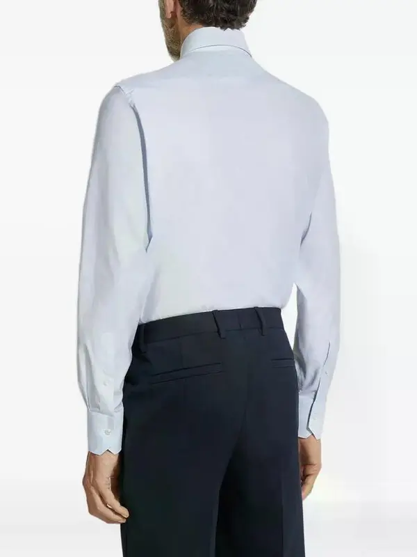 Zegna Micro-checked Cotton Shirt - Blue