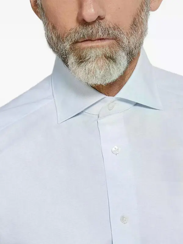 Zegna Micro-checked Cotton Shirt - Blue