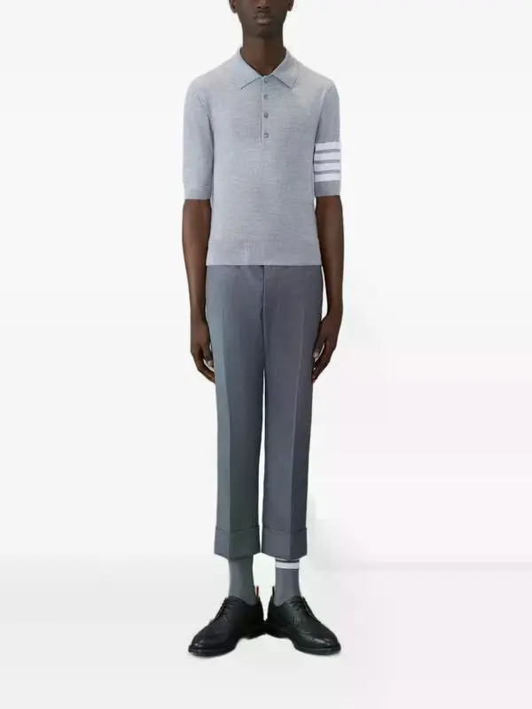 Thom Browne Four-stripe Short-sleeve Polo Shirt - Grey