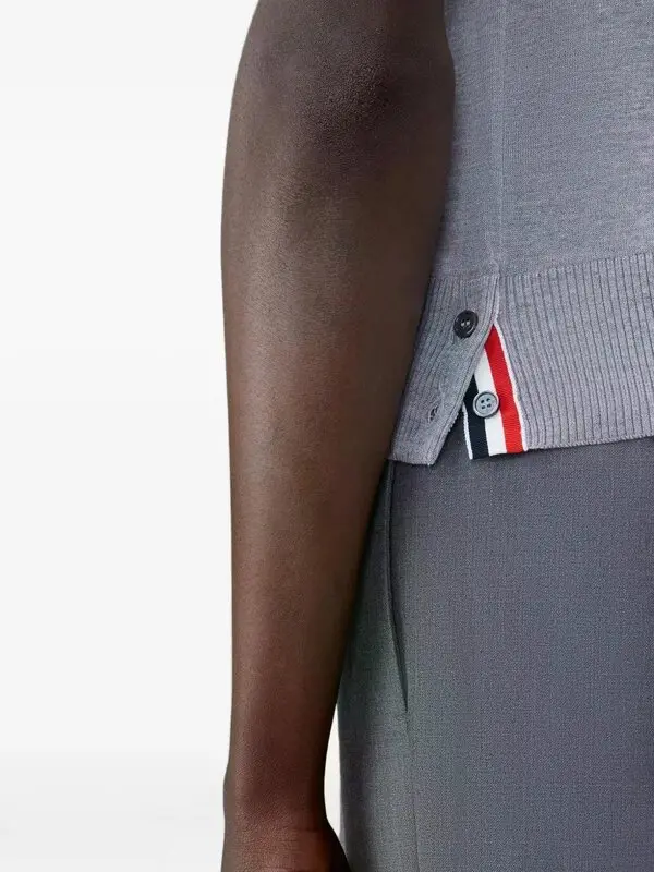 Thom Browne Four-stripe Short-sleeve Polo Shirt - Grey