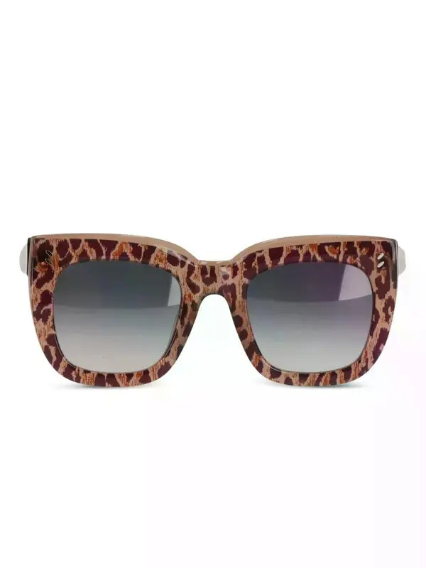 Stella McCartney Leopard-print Square-frame Sunglasses - Brown