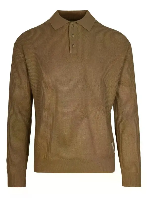 Emporio Armani Ribbed Polo Shirt - Brown