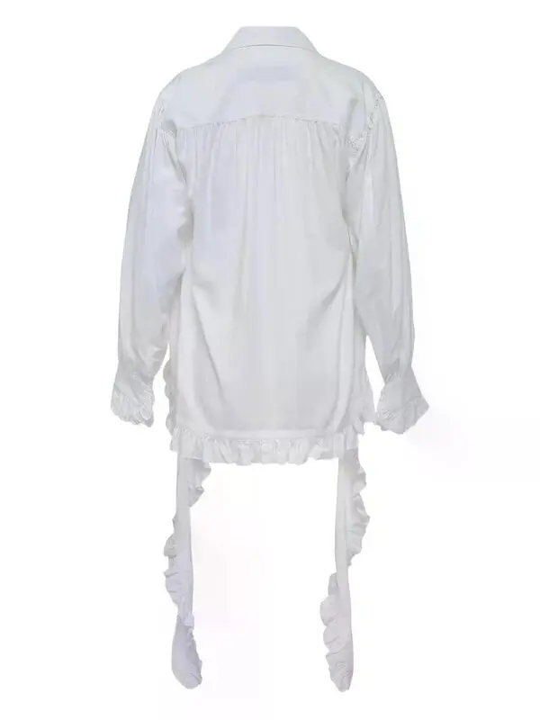 OPEN YY Ruffled Lace-up Blouse