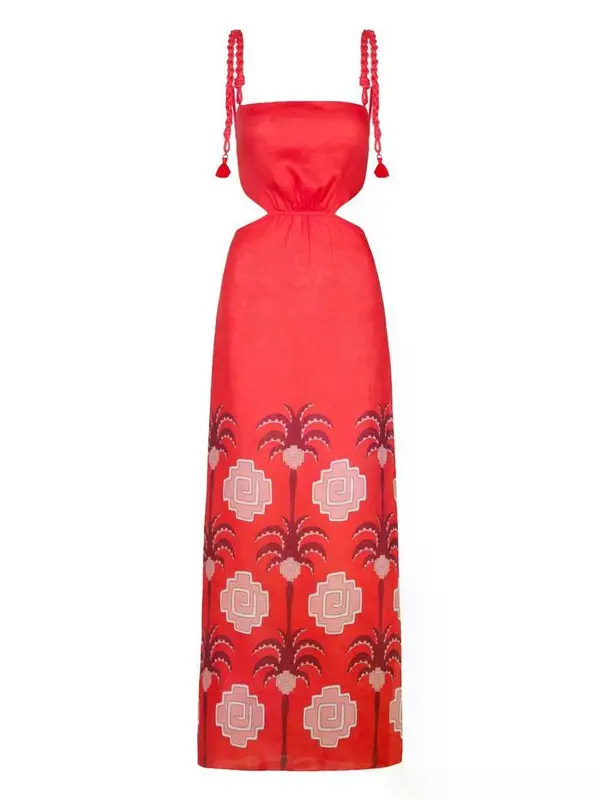 Johanna Ortiz Palm-tree Print Cut-out Dress