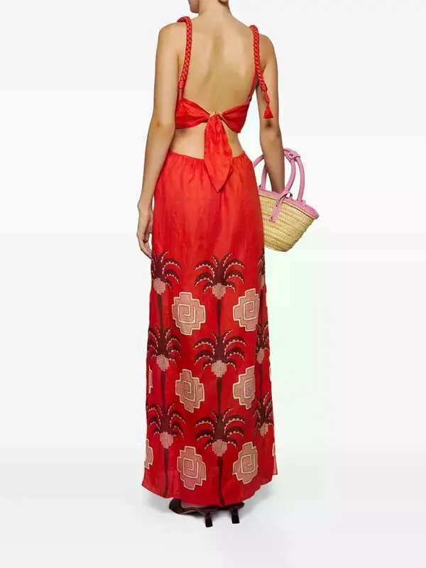 Johanna Ortiz Palm-tree Print Cut-out Dress