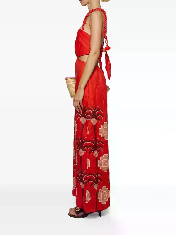 Johanna Ortiz Palm-tree Print Cut-out Dress