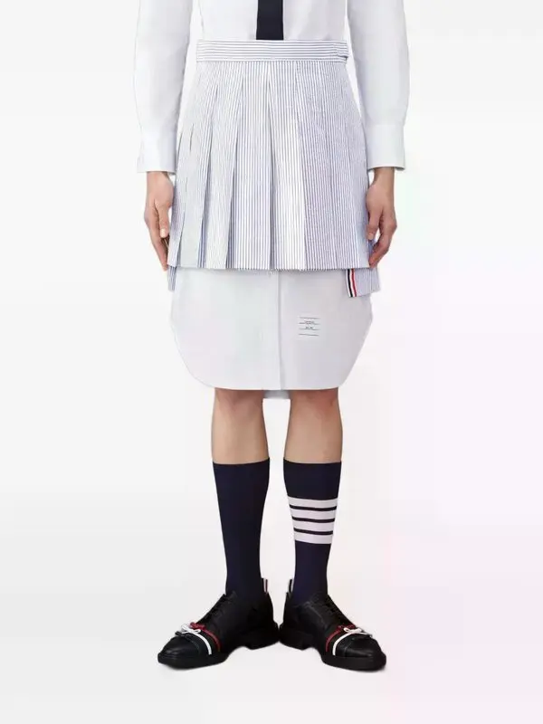 Thom Browne Striped Pleated Mini Skirt - Blue