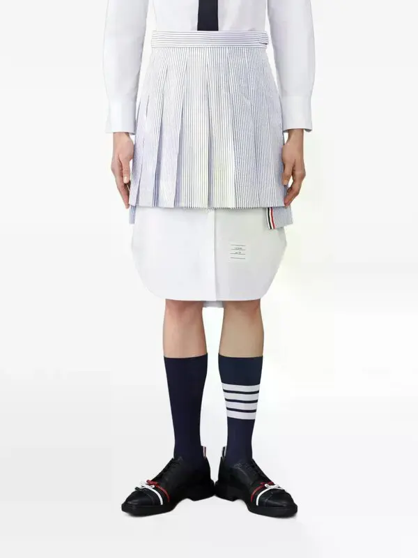 Thom Browne Striped Pleated Mini Skirt - Blue