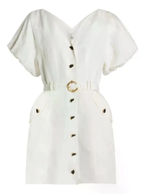 Aje Puff-sleeves Buttoned-front Mini Dress