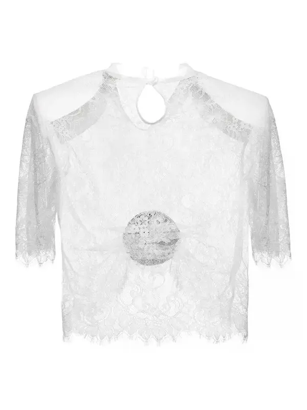 ANA RADU Rose-embellished Lace Top
