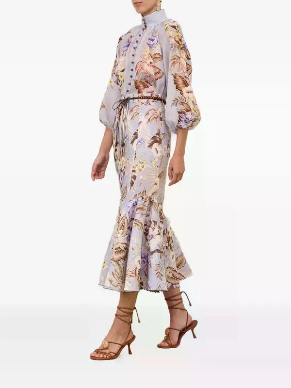 Zimmermann Floral-print Flared Midi Skirt