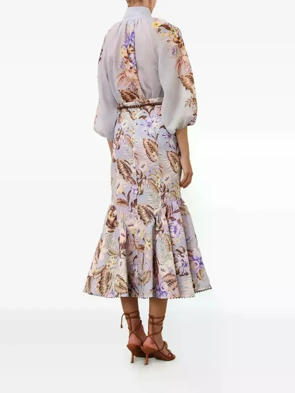 Zimmermann Floral-print Flared Midi Skirt