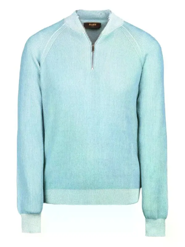 MOORER Ribbed Zip-neck Sweater