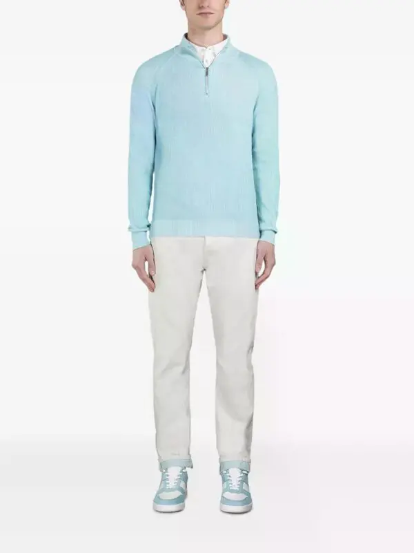MOORER Ribbed Zip-neck Sweater