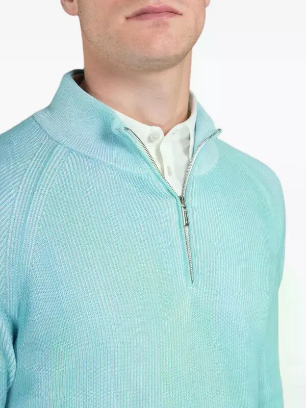 MOORER Ribbed Zip-neck Sweater